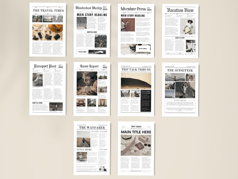 Travel Newspaper Template Bundle: Retro Canva Layout (digital Download ...