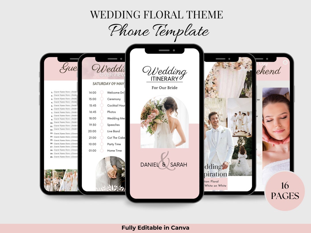 Wedding Day Timeline Itinerary Template, Editable Wedding Party ...