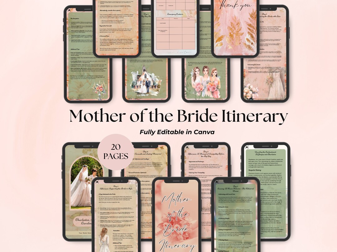 Mother of the Bride Itinerary Template, Mother of the Bride Checklist ...