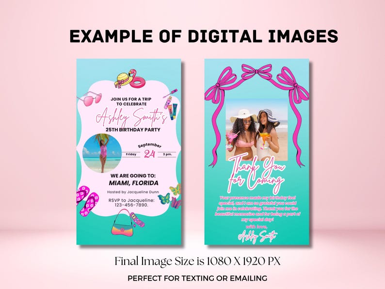 Birthday Girls Vacation Invitation Template, Birthday Trip Invitation ...
