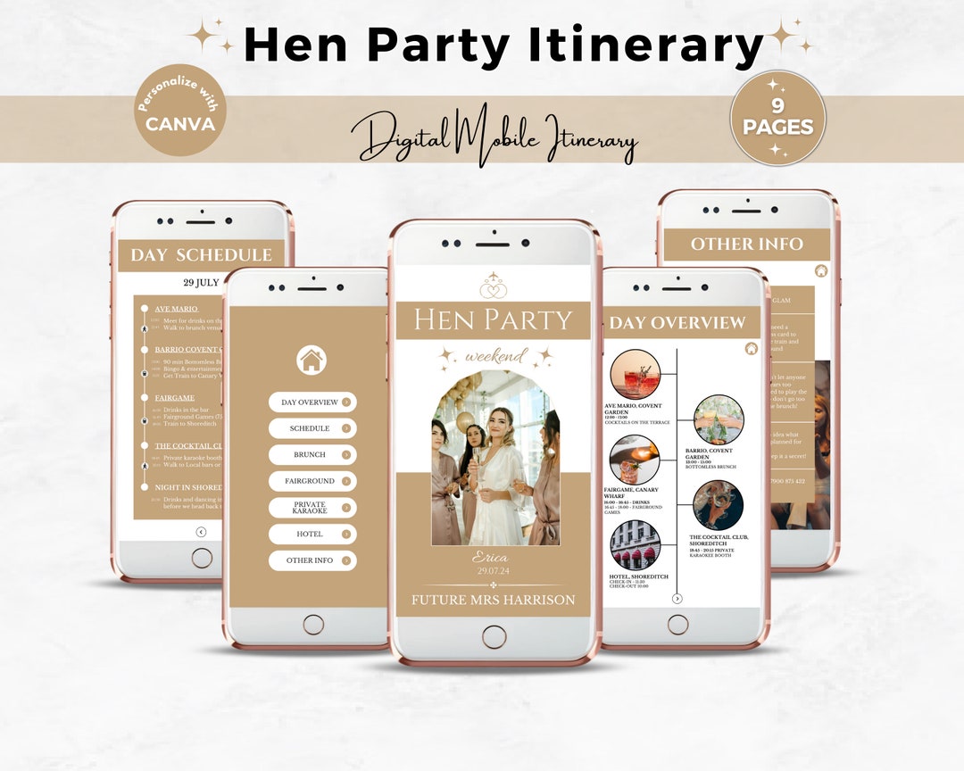 Hen Party Itinerary Template, Hen Party Weekend Planner, Editable Hen ...