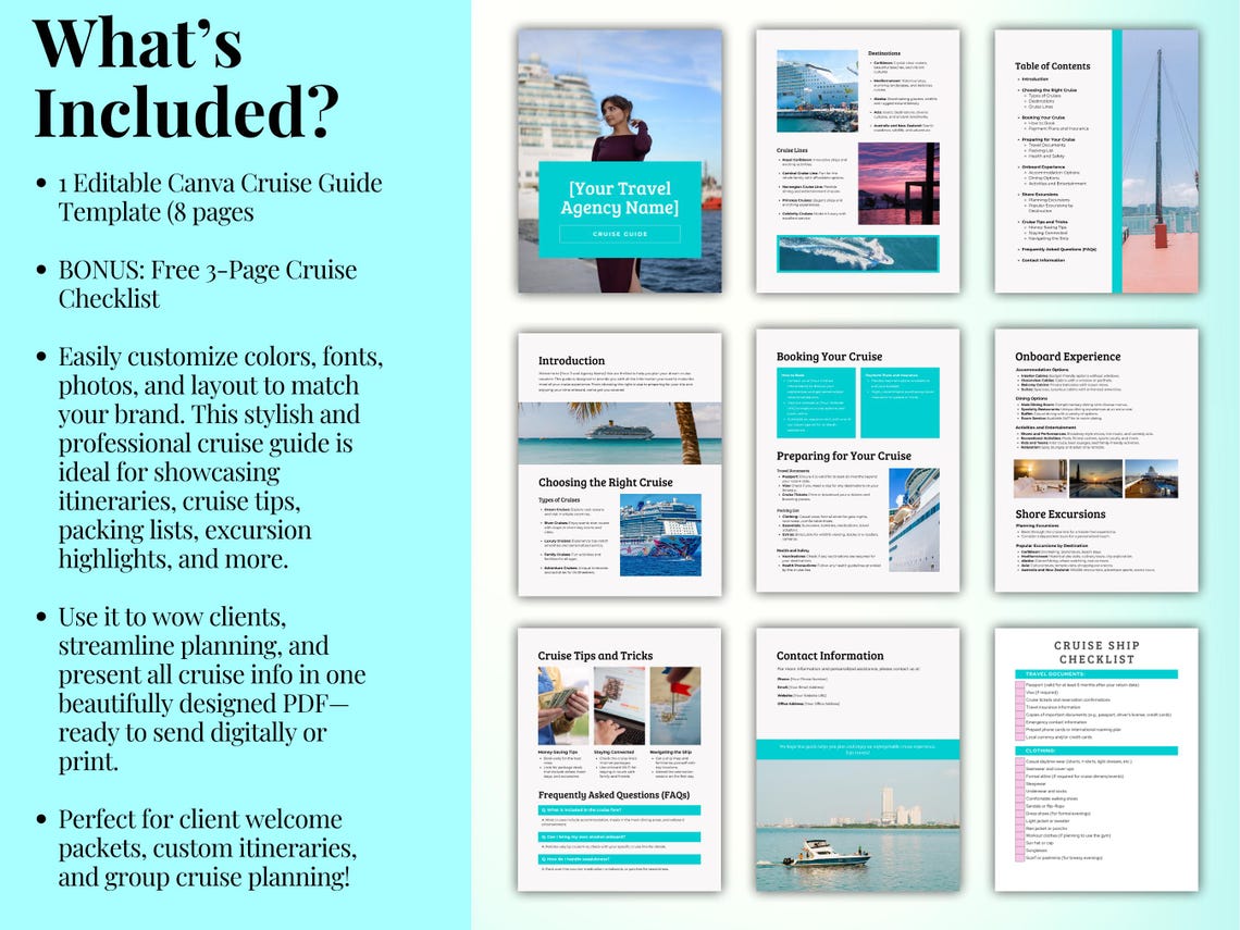 Cruise Guide Template for Travel Agents: Lead Magnet & Checklist (canva ...