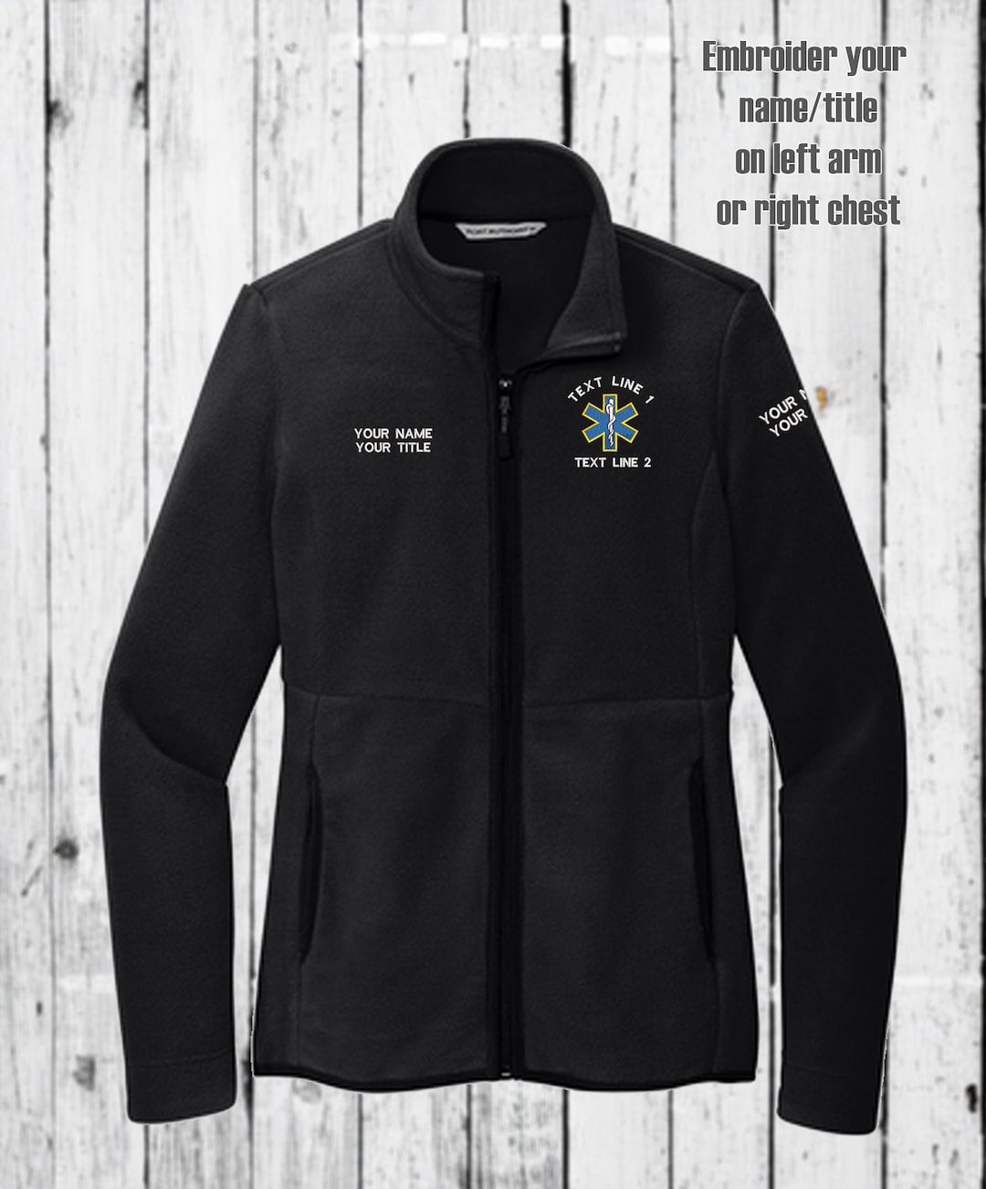 Women's Fit EMS Star of Life Zip up Fleece Jacket for Medical ...