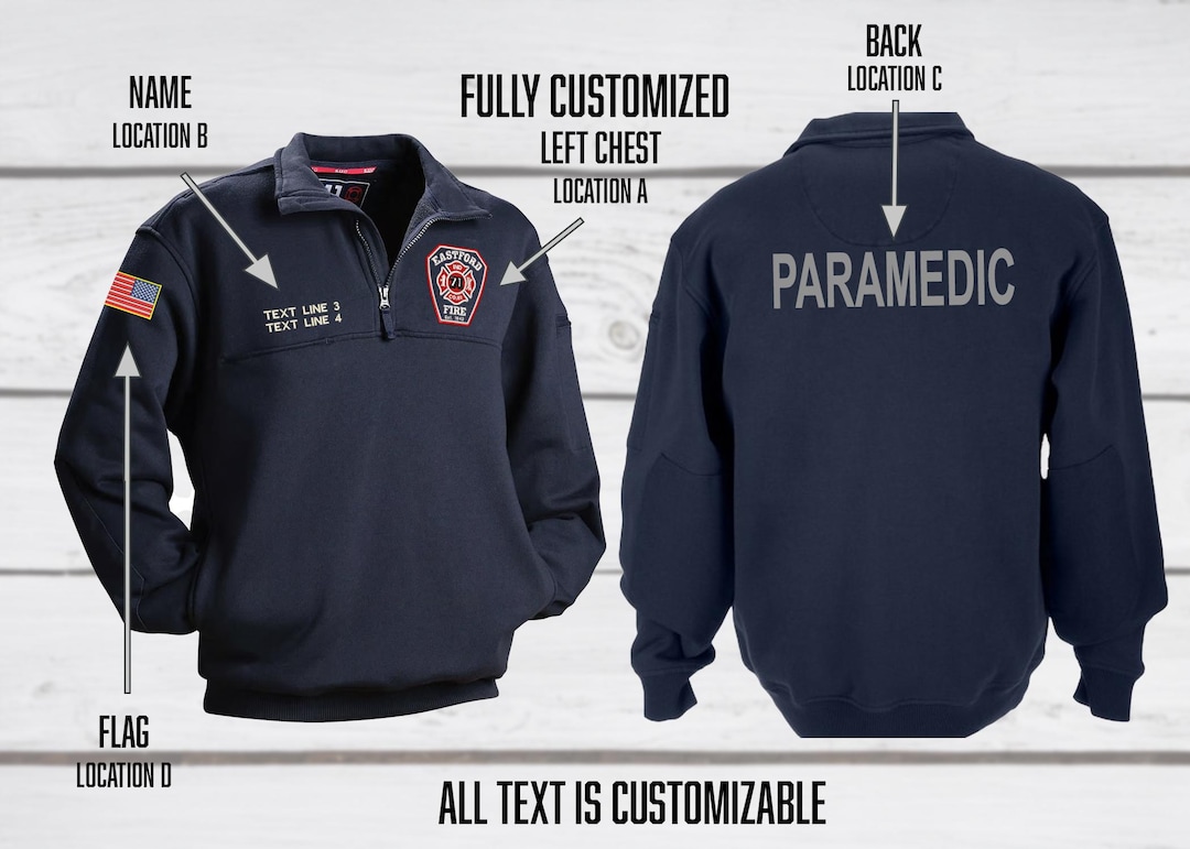 3XL-5XL Custom 5.11 Job Shirt 1/4 Zip Navy EMS Job Shirt Fire Dept Job ...