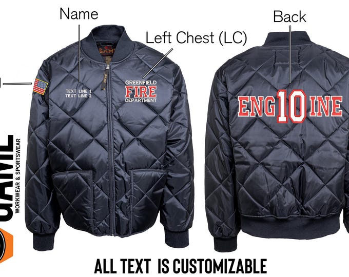 Navy Firefighter Diamond Quilted Jacket Game Sportswear Bravest ...