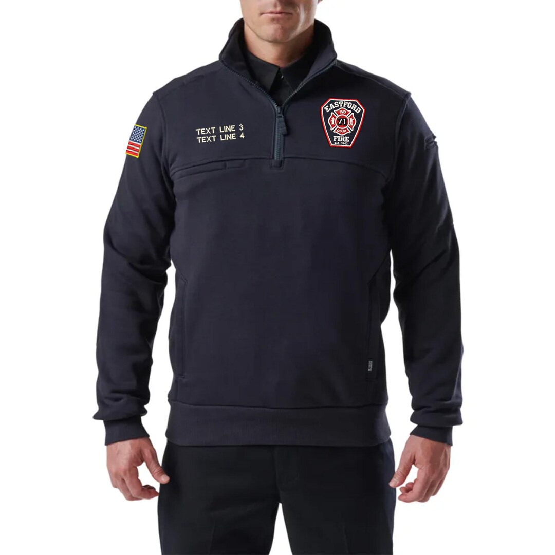 3XL-5XL Custom 5.11 Job Shirt 1/4 Zip Navy EMS Job Shirt Fire Dept Job Shirt 5.11 Work Shirt for ...