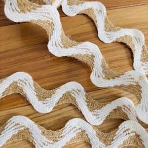 Wide Jumbo RIC RAC, Jute and White. Sold by the Yard. 1 1/4 Inch Wide ...