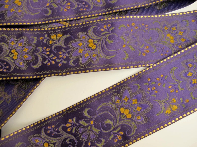 FLORAL SARI BORDER Jacquard trim in olive green mustard | Etsy