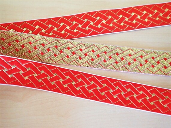 CELTIC KNOT Reversible Angular Knot Jacquard Trim in Gold and | Etsy
