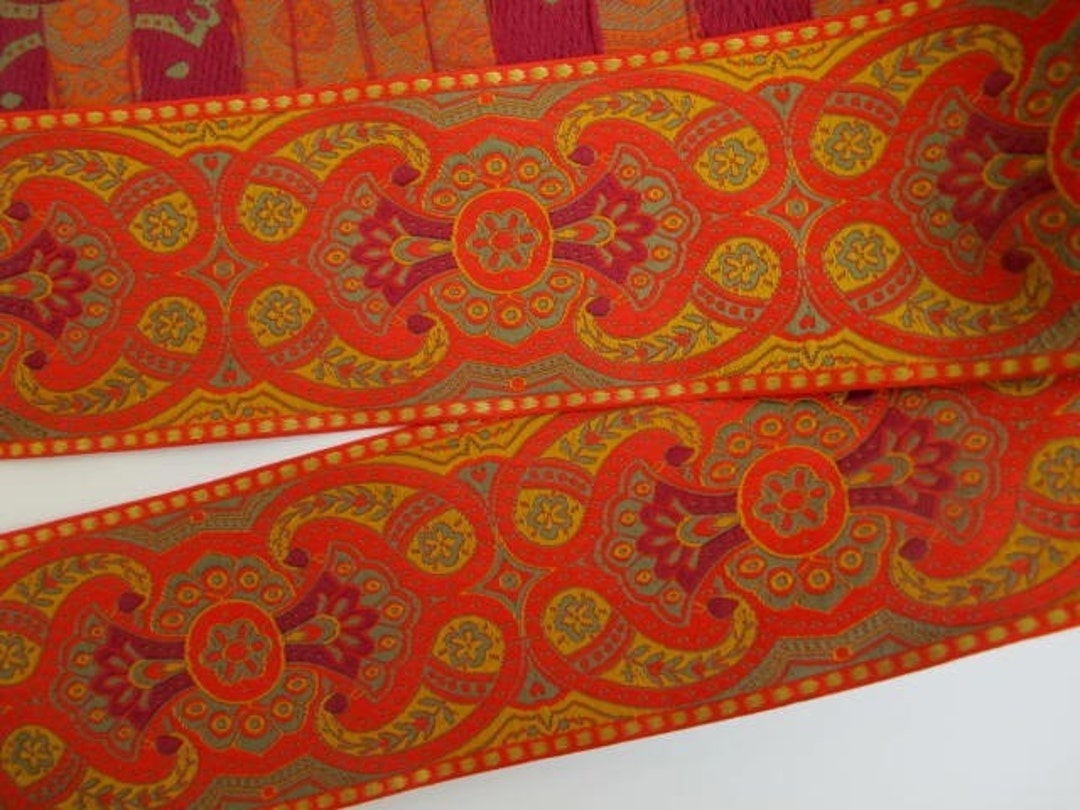 ESCARBUNCLE Jacquard Trim in Wine Red Mustard Olive Green - Etsy