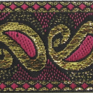 GOTHIC PAISLEY Jacquard Trim Raspberry Metallic Gold on - Etsy