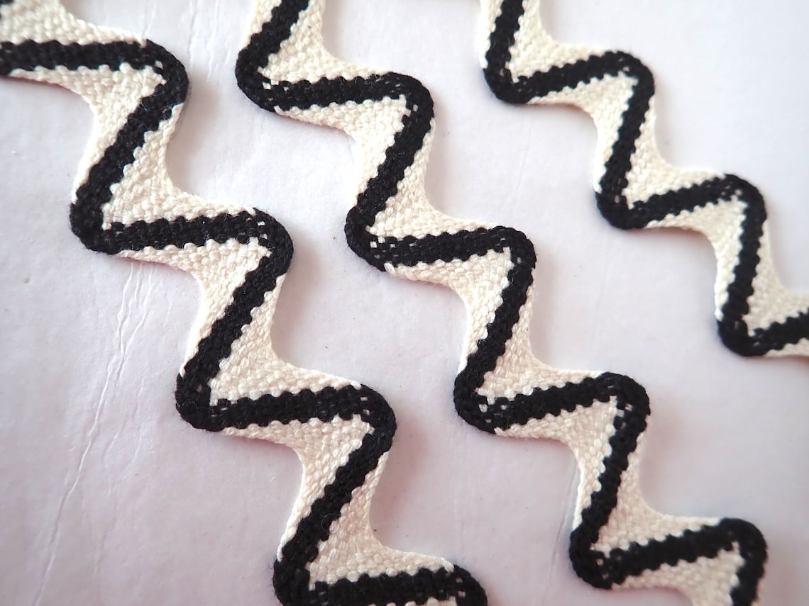 Wide Jumbo RIC RAC Black Stripe on White. Sold by the Yard. 1 - Etsy