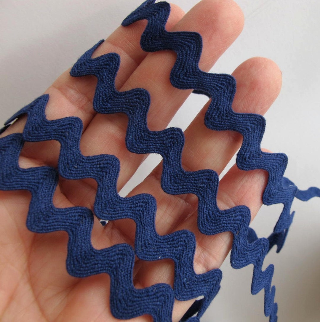 7 Yards All COTTON RIC RAC Navy Blue. 1/4 Inch to 1/2 Inch Wide. 33-825 ...