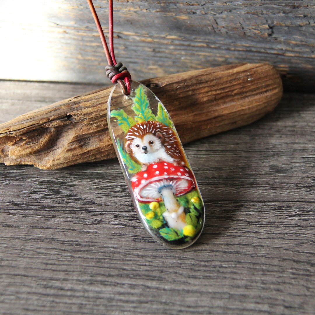 Cute Unique Baby Hedgehog in the Garden - Unique Fused Glass Pendant by ...