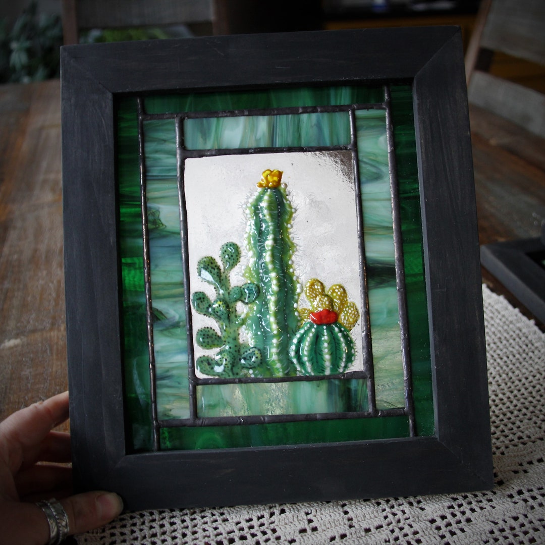 Cactus - Stained Glass / Fused Glass Panel - Etsy