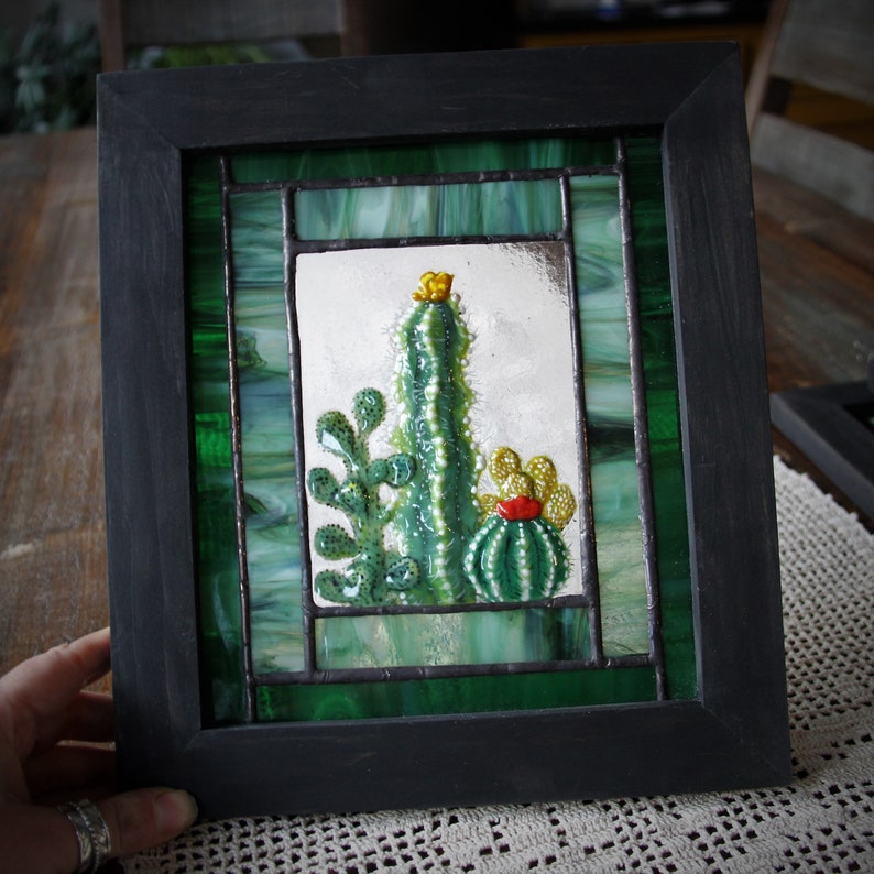 Cactus Stained Glass / Fused Glass Panel - Etsy