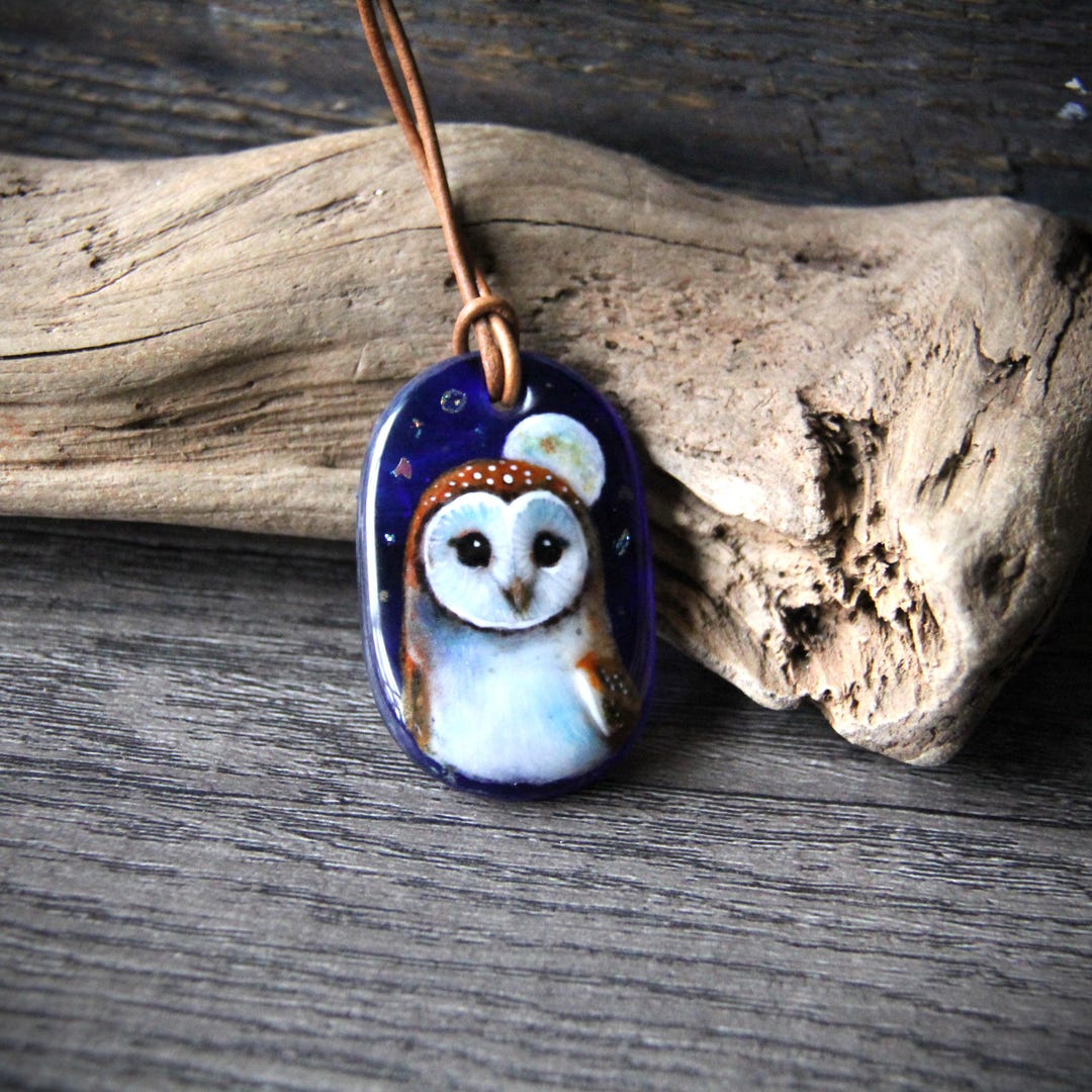 Majestic Barn Owl Unique Fused Glass Art Pendant by Fannyd - Etsy