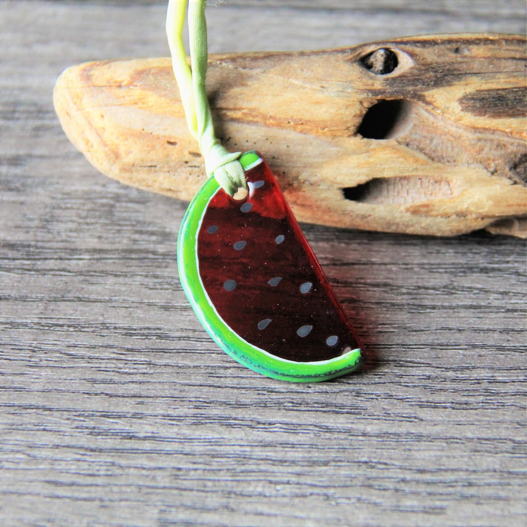 Watermelon Necklace - Unique Fused Glass Pendant by Fannyd - Etsy