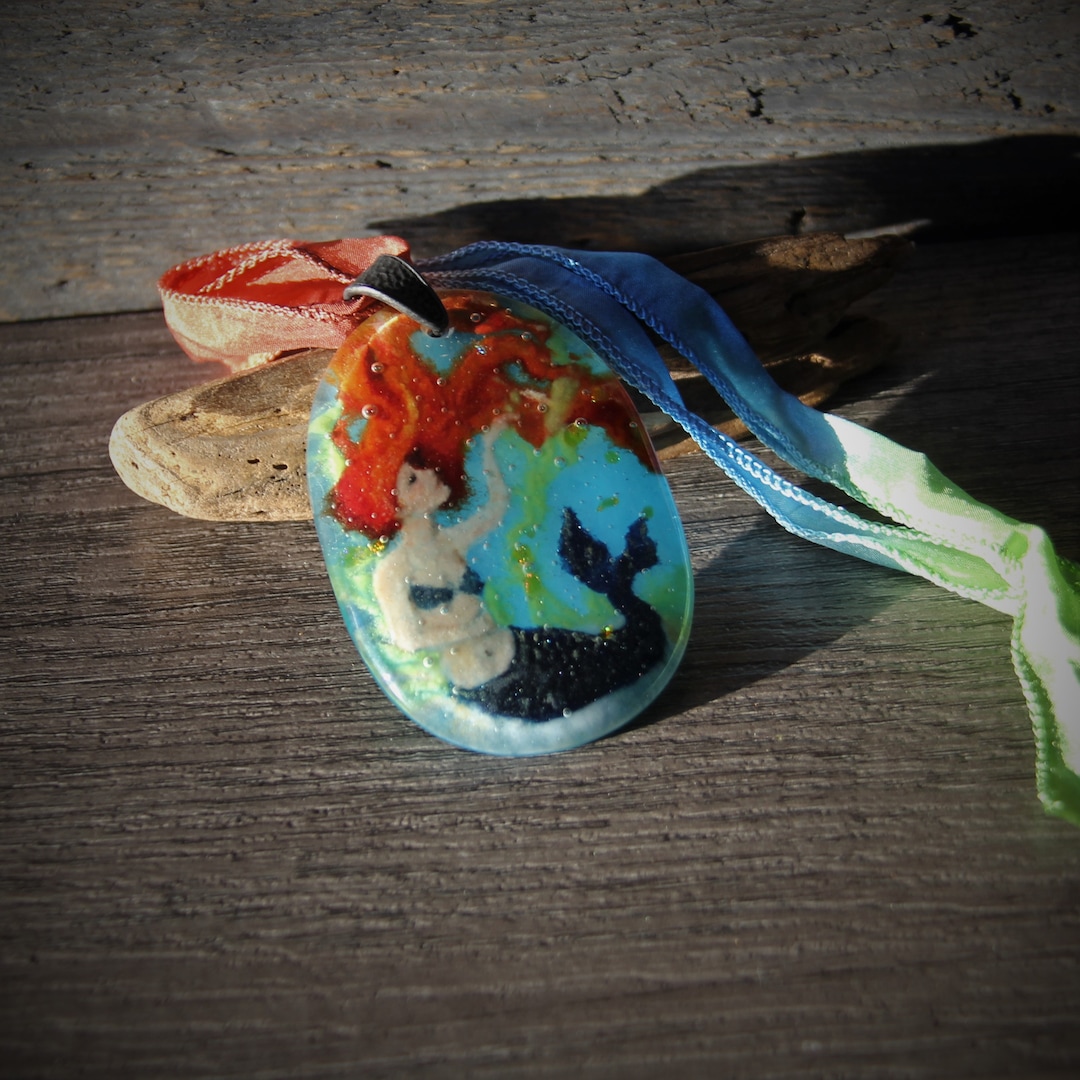 Heart Broken Mermaid in the Ocean Unique Art Fused Glass - Etsy