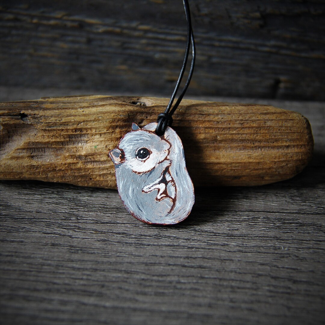 ADORABLE Grey Flying Squirrel Leather Pendant - by Fanny Dallaire ...