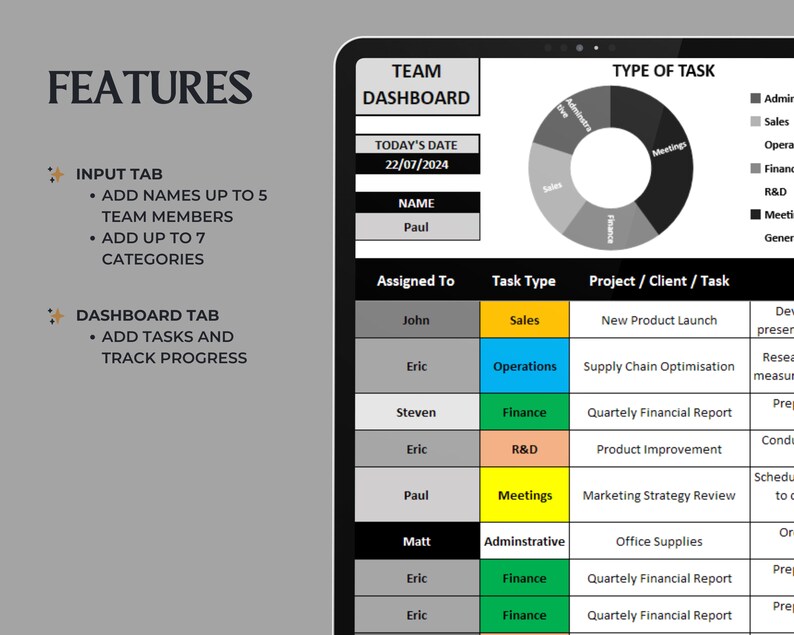 Ultimate Team Task Tracker, Project and Task Organiser, Customizable ...