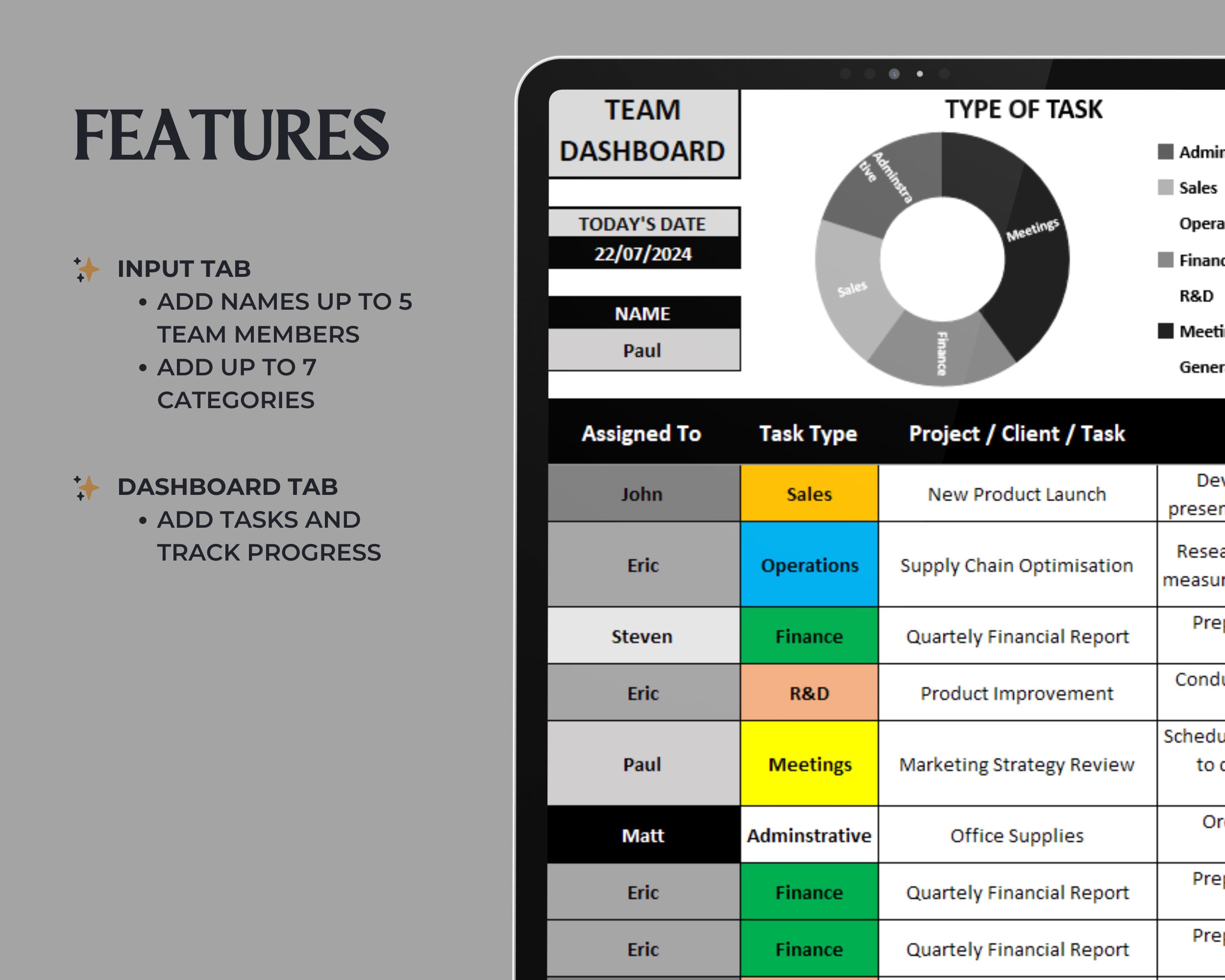 Ultimate Team Task Tracker, Project and Task Organiser, Customizable ...