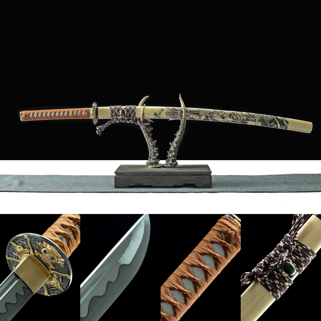 Handcrafted Japanese Samurai Sword, Scabbard Featuring Oni Samurai ...