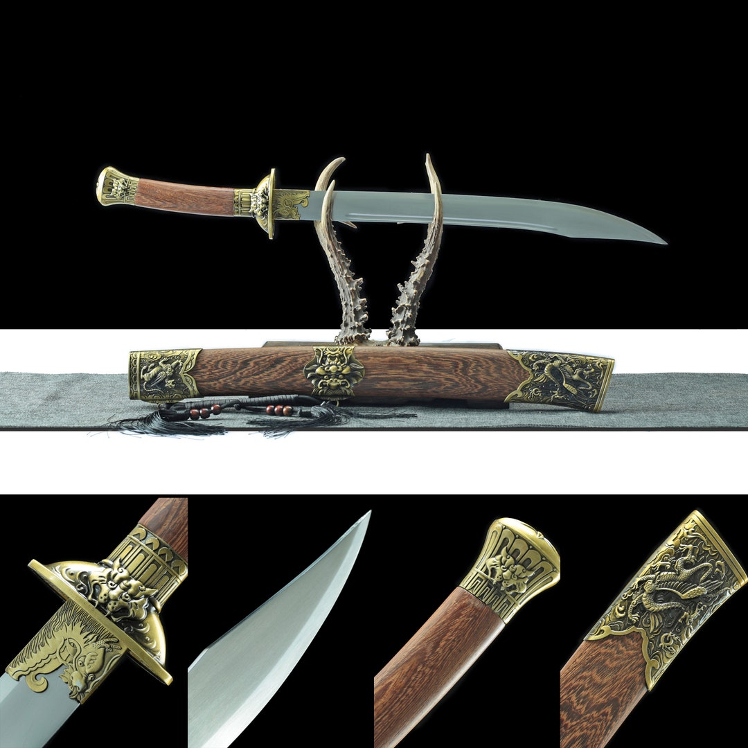 Hand-forged Chinese Traditional Dragon Short Knife, Razor Sharp ...