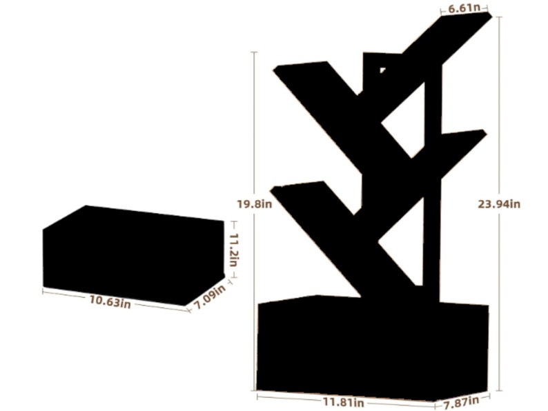 Small Bookshelf,4 Tier Tree Book Shelf, Wood Desk Bookshelves, Modern ...