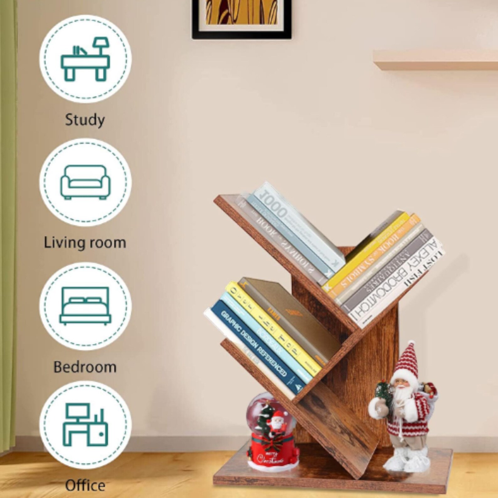 Tree Bookshelf, Small Book Storage Organizer Shelves Floor Standing ...