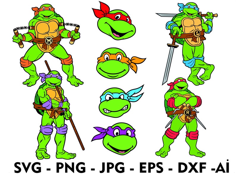 Ninja Turtle SVG and PNG Ready to Use for Canva and Cricut Face - Etsy ...