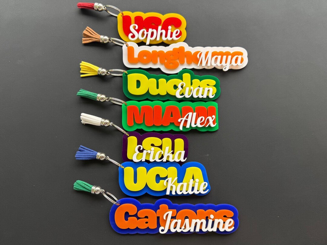 Personalized College Name Tag, Custom College Keychain, College Gift ...