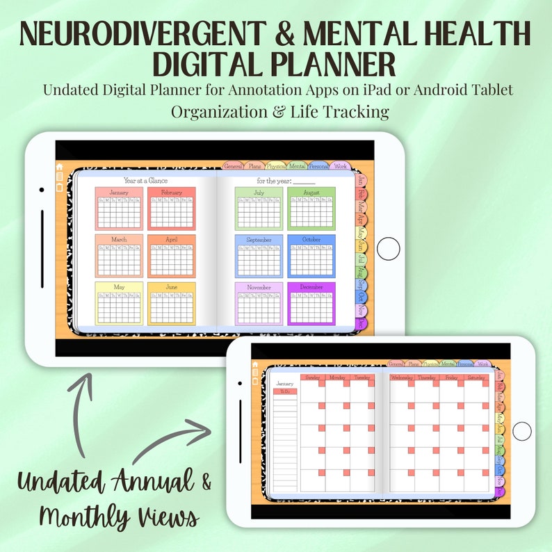 Neurodivergent & Mental Health Digital Planner With Composition and ...