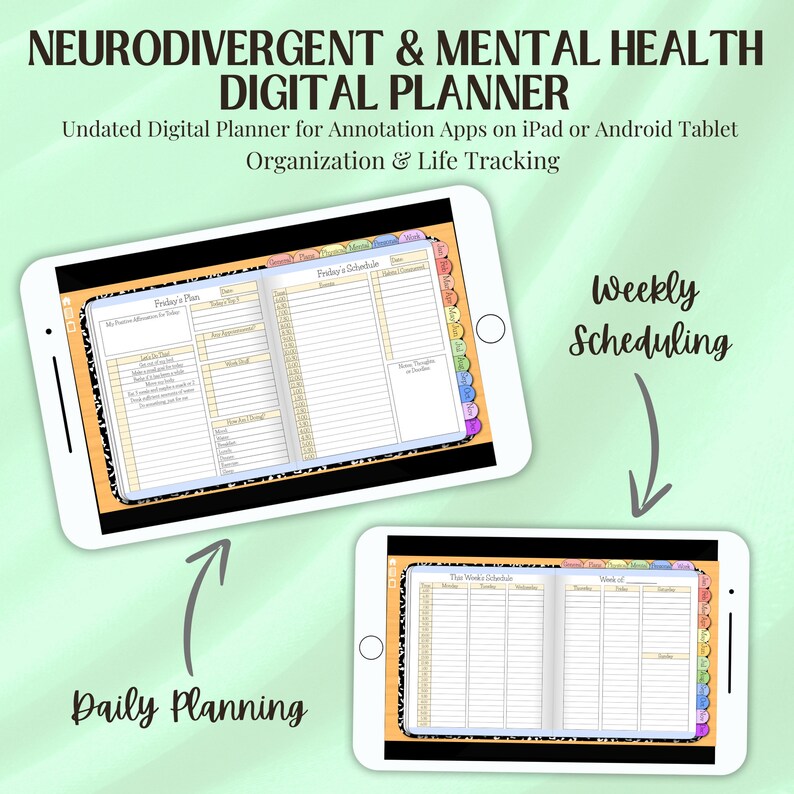 Neurodivergent & Mental Health Digital Planner With Composition and ...