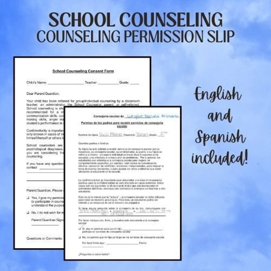 School Counseling Parent Permission and Consent Forms (english and ...