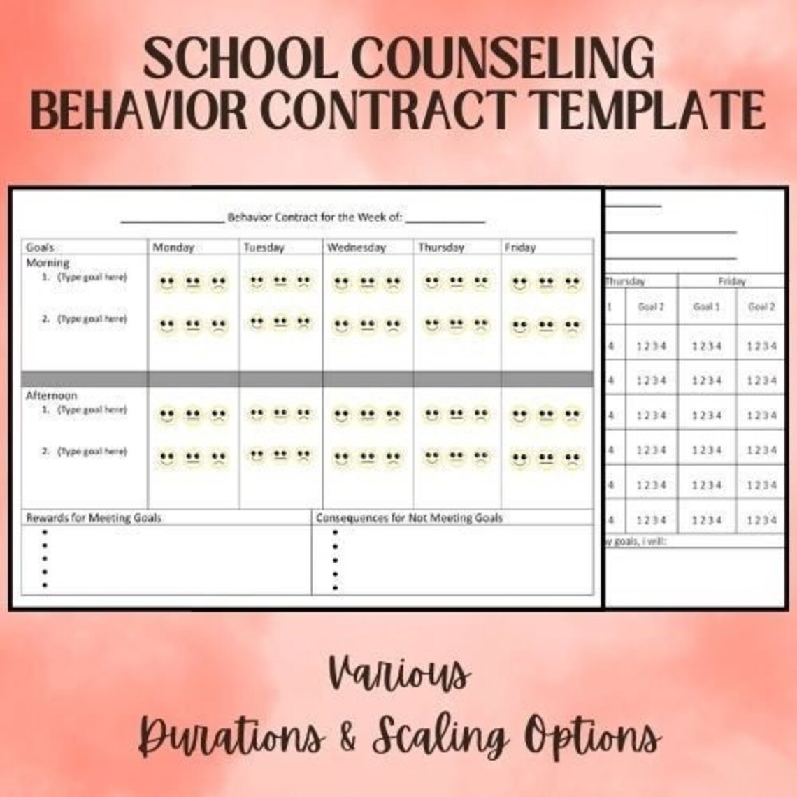 School Counseling Student Behavior Contract Templates (english and ...