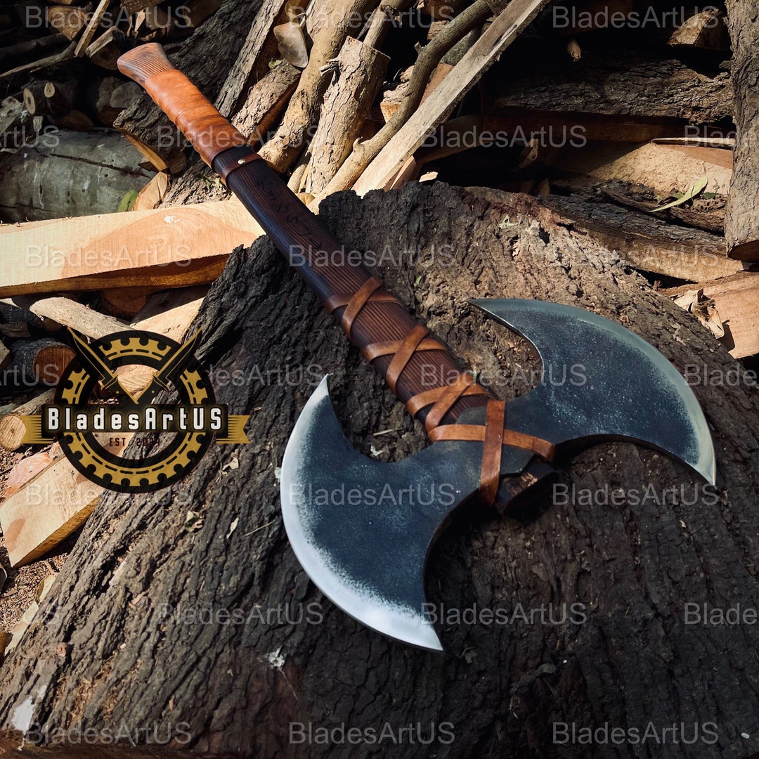Custom Hand Forged Double Head Axe With Ash Wood Shaft. Birthday Gift ...