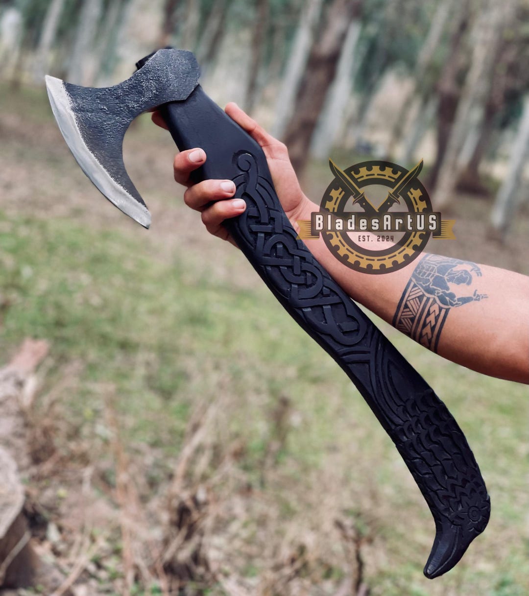 Exotic Raven Axe, Handmade Viking Axe, Raven Carved Axe, Raven Axe ...