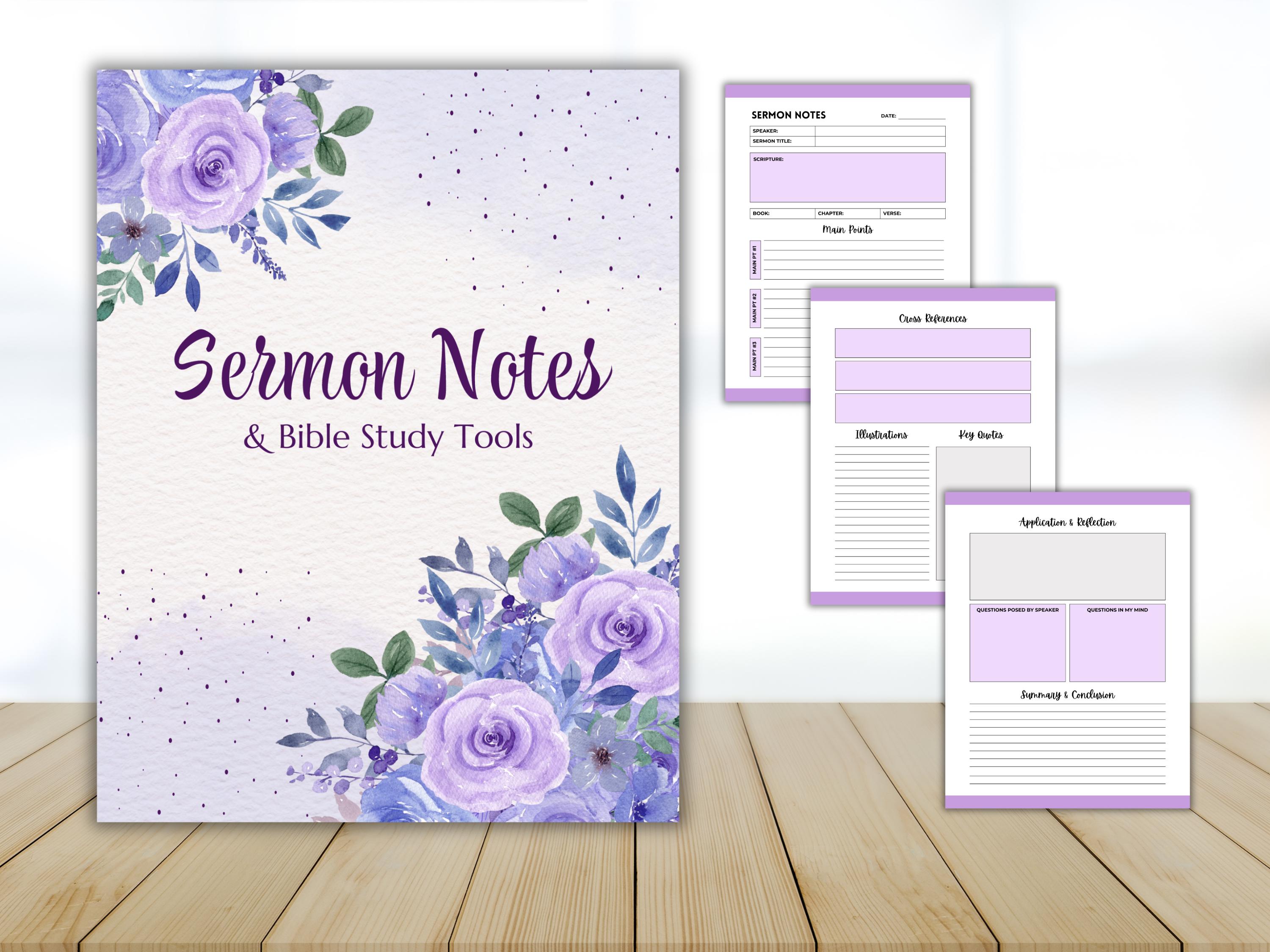 Sermon Notes Journal Digital Sermon Notes for Kids Teens Women Bible ...