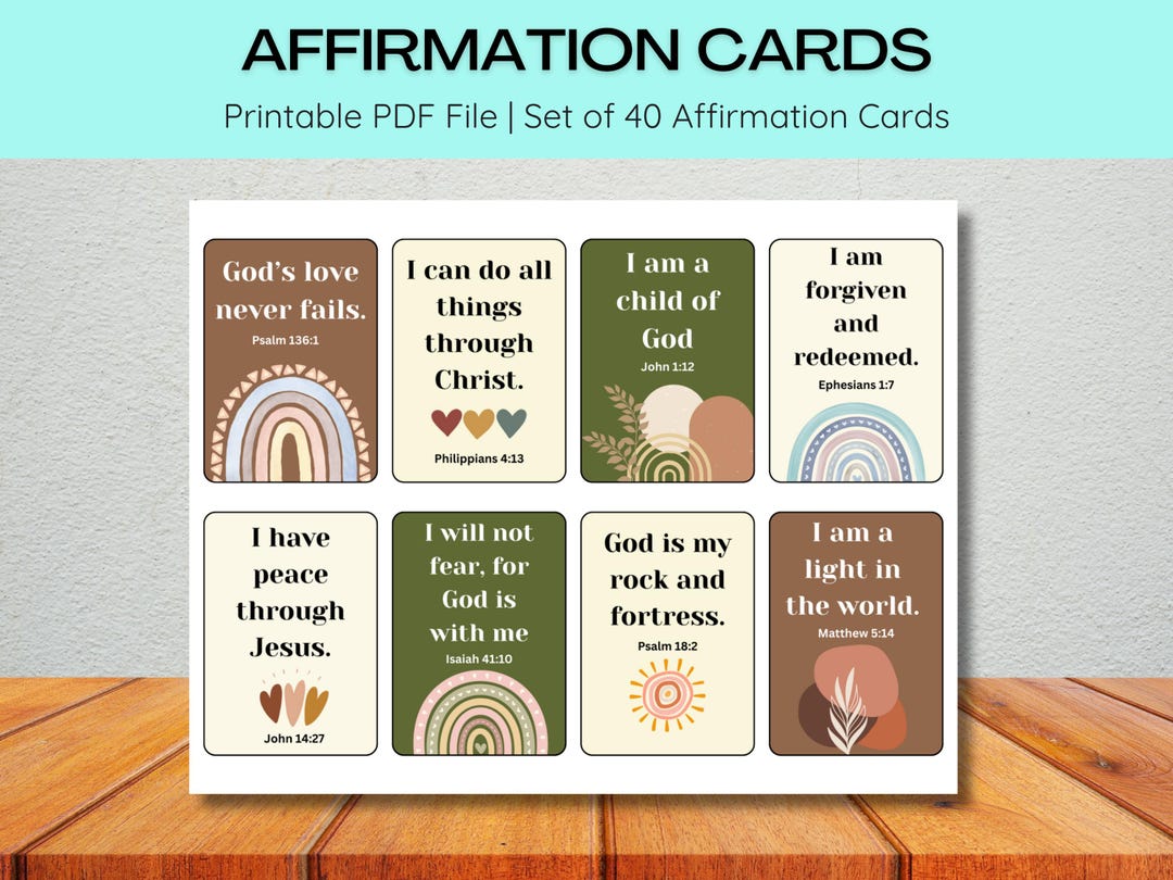 Bible Verse Affirmation Cards Printable | Boho Scripture Cards ...