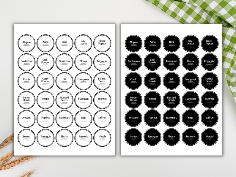 Spice Labels Spice Rack Labels Minimalist Labels Spice Jars Labels ...