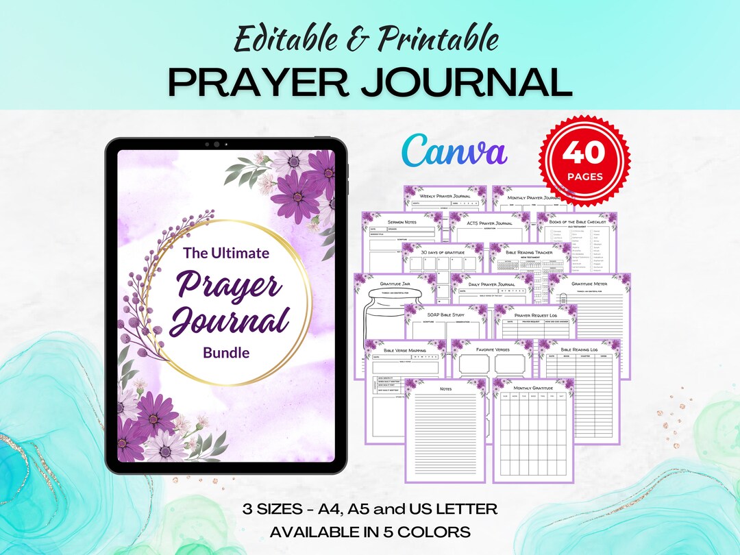 Prayer Journal Bible Study Journal Guide Template Verse Mapping Sermon ...