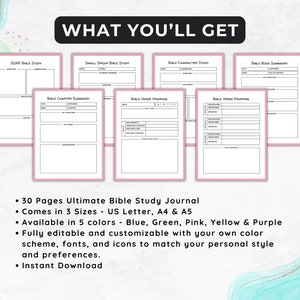 Bible Study Journal Guide Template Printable Bible Verse Mapping SOAP ...