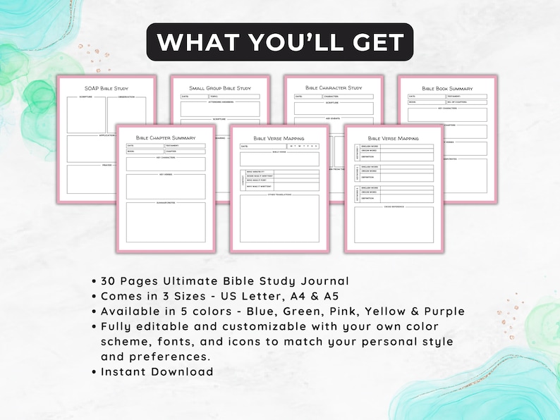 Bible Study Journal Guide Template Printable Bible Verse Mapping SOAP ...