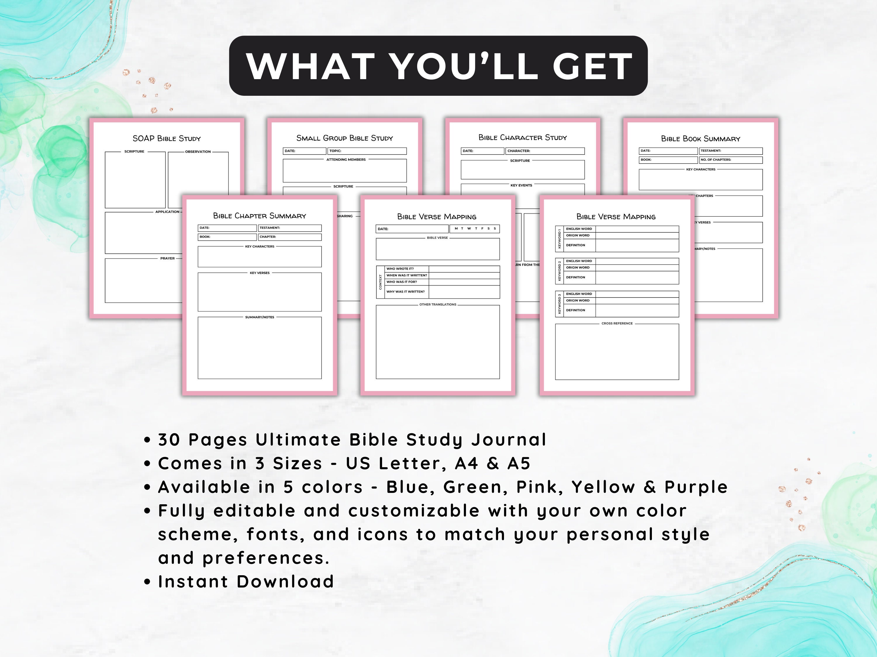 Bible Study Journal Guide Template Printable Bible Verse Mapping SOAP ...