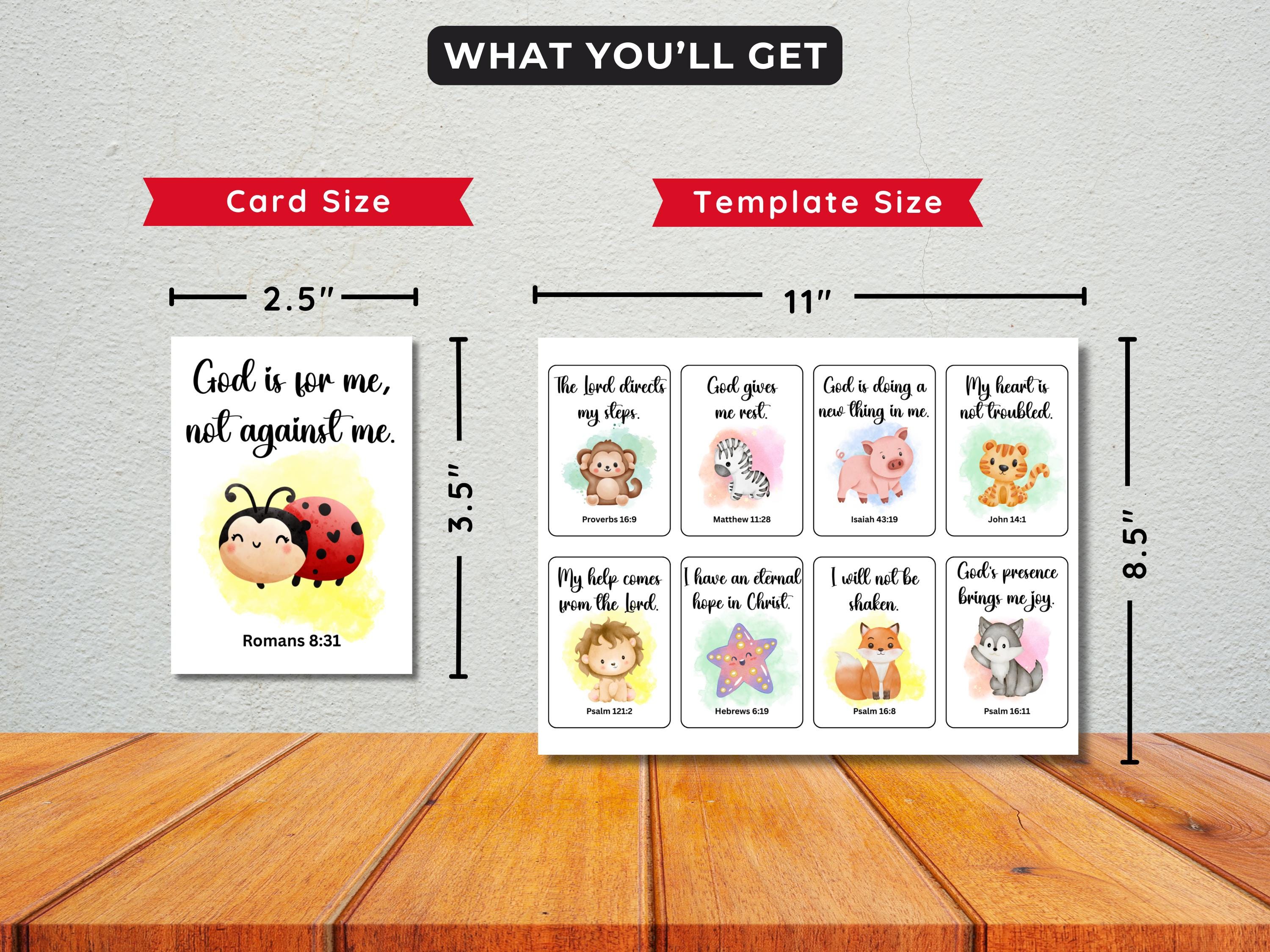 Bible Verse Affirmation Cards for Kids – Cute Animal Scripture Cards ...