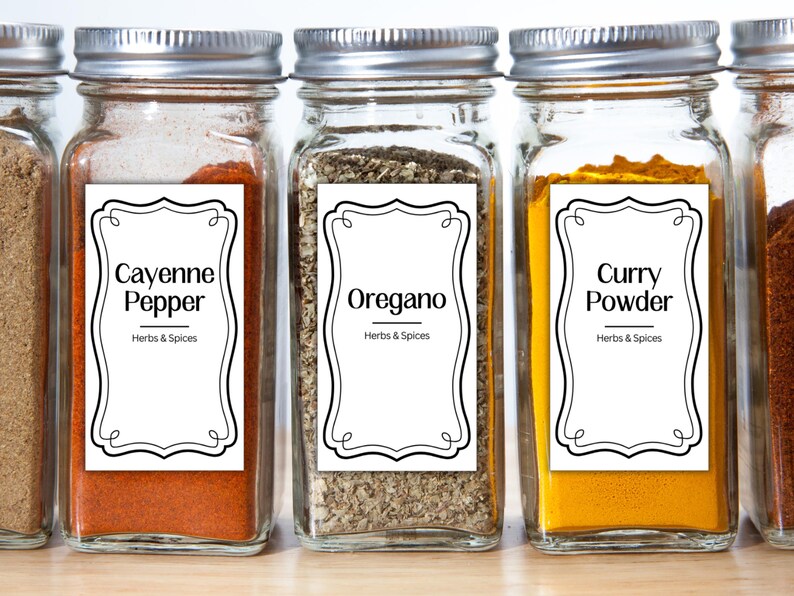 Spice Labels Spice Rack Labels Minimalist Labels Spice Jars Labels ...
