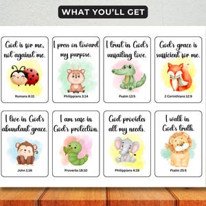 Bible Verse Affirmation Cards for Kids – Cute Animal Scripture Cards ...