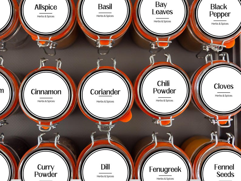 Spice Labels Spice Rack Labels Minimalist Labels Spice Jars Labels ...