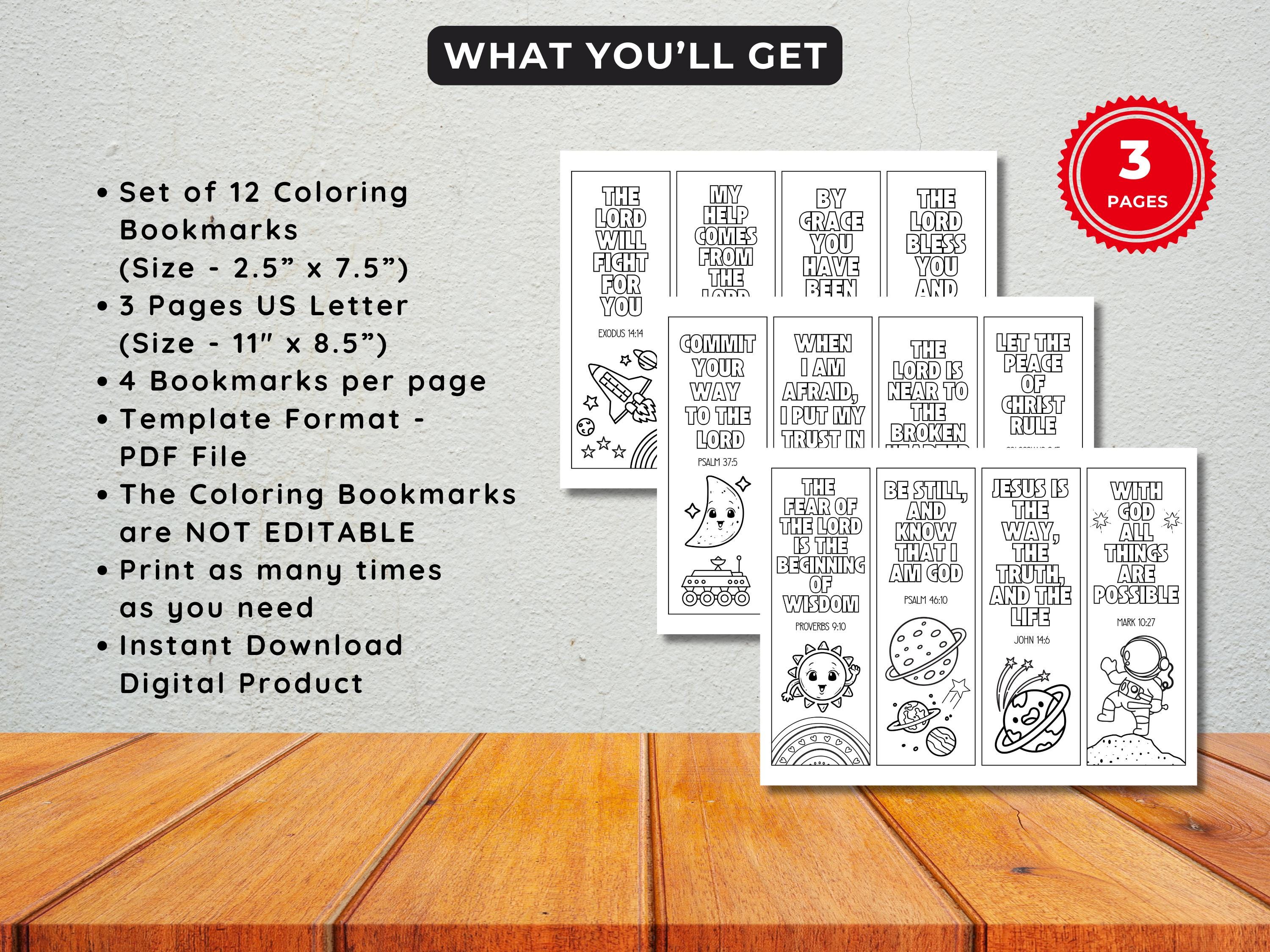 Printable Bible Verse Coloring Bookmarks for Kids – Christian Space ...